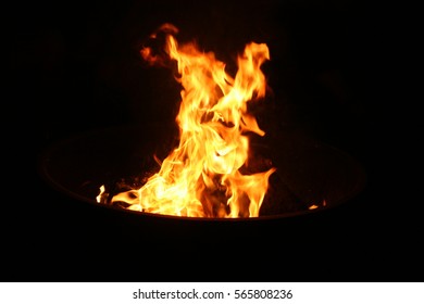 Large Flame Fire Pit Stock Photo (Edit Now) 565808236