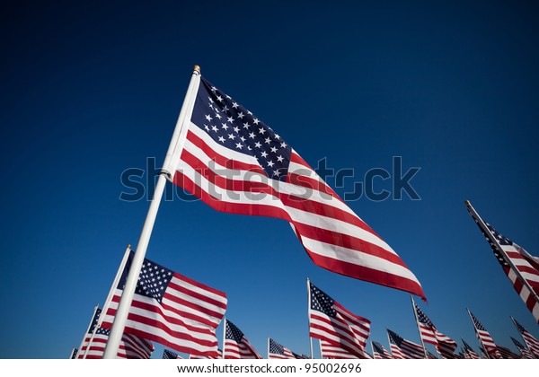 Large Group American Flags Commemorating National Stock Photo 95002696 ...