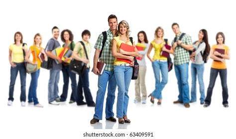 Large Group Smiling Students Isolated Over Stock Photo 133135730 ...