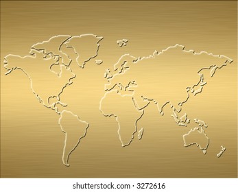 Large Map World Embossed Into Finely Stock Photo 3272616 | Shutterstock