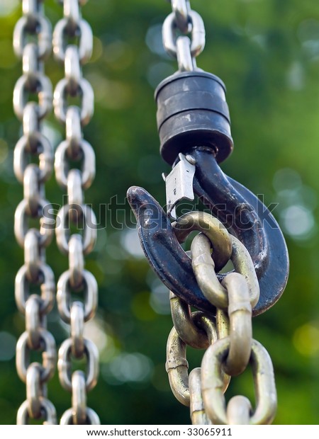 Large Metal Hook Chains Attached Pulley Stock Photo (Edit Now) 33065911