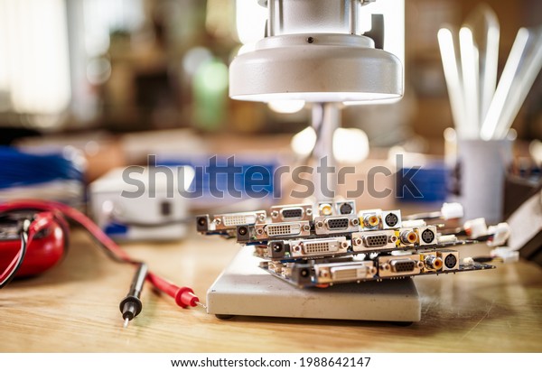 Large Modern Electron Microscope Embedded Microcircuits Stock Photo ...