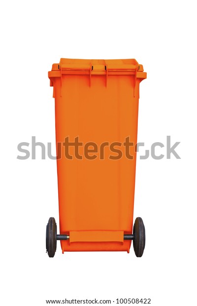 Large Orange Garbage Bin Wheel White Stock Photo (Edit Now) 100508422