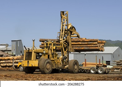Large Rubber Tire Log Handler Loader Stock Photo (Edit Now) 206288275