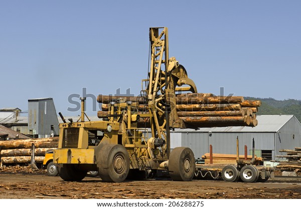 Large Rubber Tire Log Handler Loader Stock Photo (Edit Now) 206288275