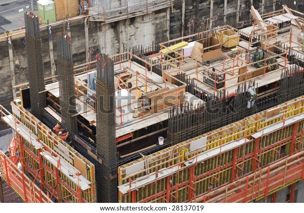 Large Scale Construction Site Featuring Foundation Stock Photo 28137019 ...