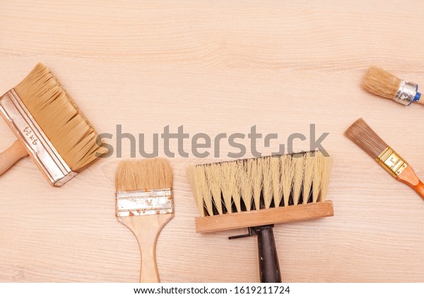 Large Set Different Construction Brushes Stock Stock Photo 1619211724 ...