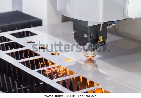 Laser Cutting Machine Working Sheet Metal Stock Photo 1862205076 ...