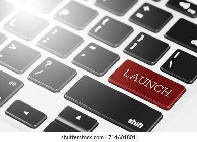 Launch Red Button Keyboard On Laptop Stock Photo (Edit Now) 714601801