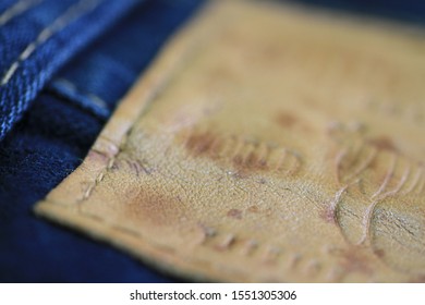 Leather Patch Corner Stitches Under Macro Stock Photo 1551305306 ...