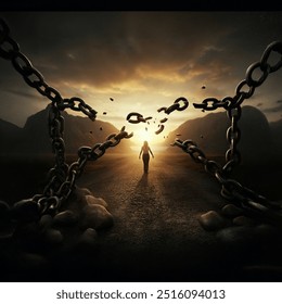 Leaving Behind Broken Chains Facing Freedom AI-generated image ...