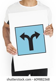Left Right Arrow Intersection Road Sign Stock Photo 609882368 ...