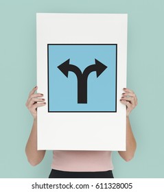 Left Right Arrow Intersection Road Sign Stock Photo (Edit Now) 636197672