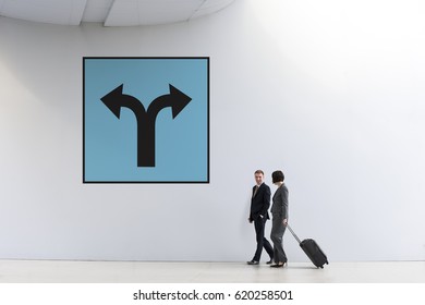 Left Right Arrow Intersection Road Sign Stock Photo 620258501 ...