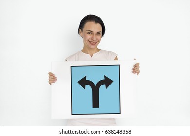 Left Right Arrow Intersection Road Sign Stock Photo 638148358 ...