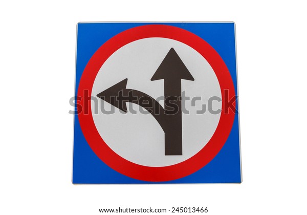 Left Turn Split Traffic Sign Isolated Stock Photo 245013466 | Shutterstock