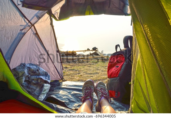 Legs Inside Camp Laying Over Beautiful Stock Photo 696344005 | Shutterstock
