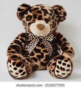 Leopard Print Teddy Bear White Background AI-generated image 2532079389 ...