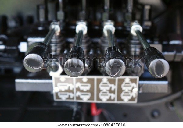 Levers On Control Panel Lifting Mechanism Stock Photo (Edit Now) 1080437810