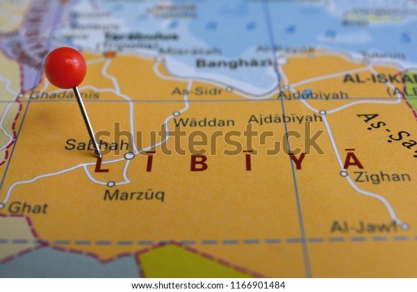 Libya Marked On Map Red Pin Stock Photo 1166901484 | Shutterstock