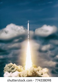 Rocket Lift Off Into Outer Space Stock Photo (Edit Now) 1919029703