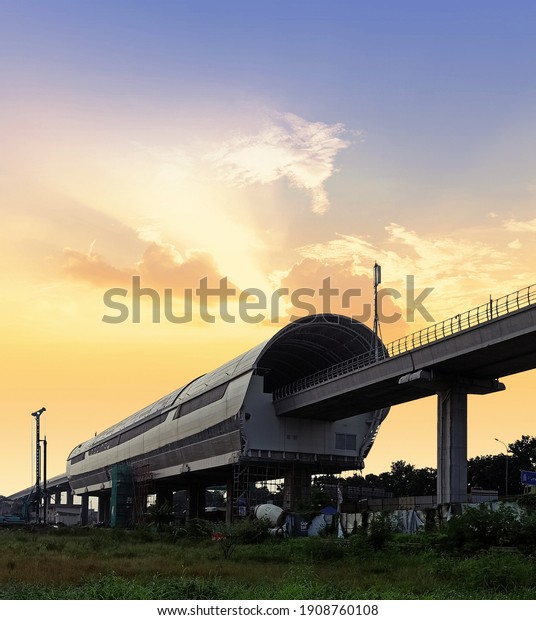 Light Rail Transit Station Sunset Stock Photo 1908760108 | Shutterstock
