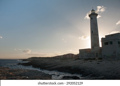 Lighthouse Before Sunset Sunrays Behind Stock Photo 292052129 ...