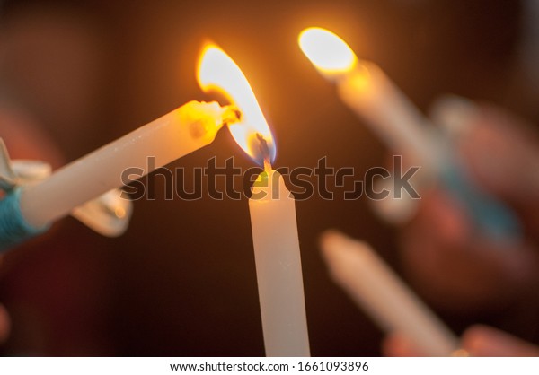Lighting Candle Using Torch Another Candle Stock Photo (Edit Now ...