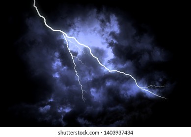 Lightning Strike On Sky Dark Clouds Stock Photo (Edit Now) 1406842640