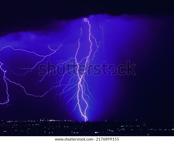 Lightning Falling City Stock Photo 2176899155 | Shutterstock
