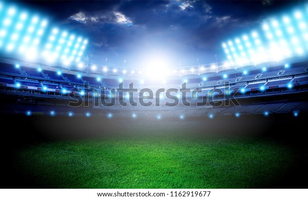 Lights Night Empty Stadium Stock Photo 1162919677 | Shutterstock