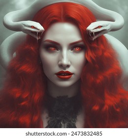 Lillith Beguiling Red Haired Vampire Temptress AI-generated image ...