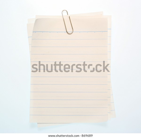 Lined Notebook Paper Clip Stock Photo (Edit Now) 869689