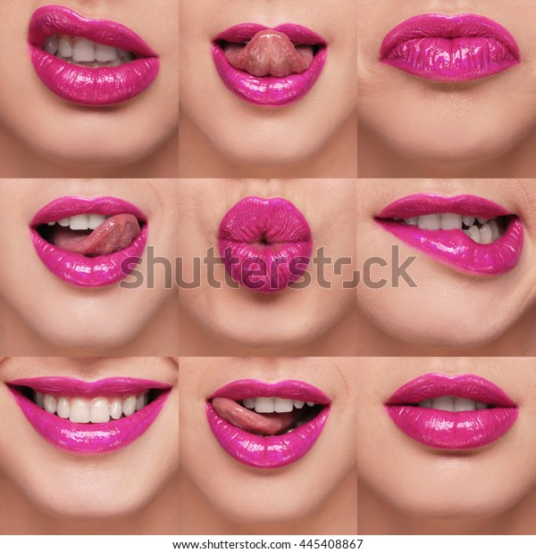 Lips Collage Stock Photo (Edit Now) 445408867