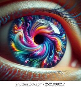 ภาพ Bright Multi-colored Sad Eye Which Colorful ที่สร้างโดย AI ...