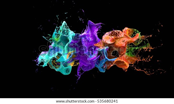 Photo de stock explosion liquide sur illustration 3d noire 535680241 ...
