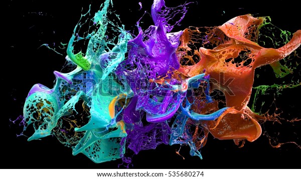 Liquid Explosion On Black 3d Illustration Stock Photo 535680274 ...
