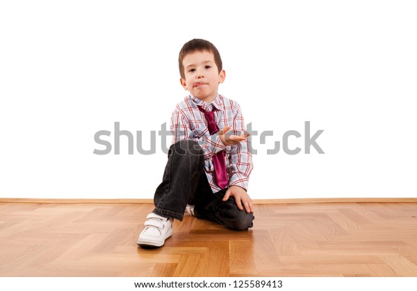 Little Boy Sitting Explaining Something Stock Photo (Edit Now) 125589413