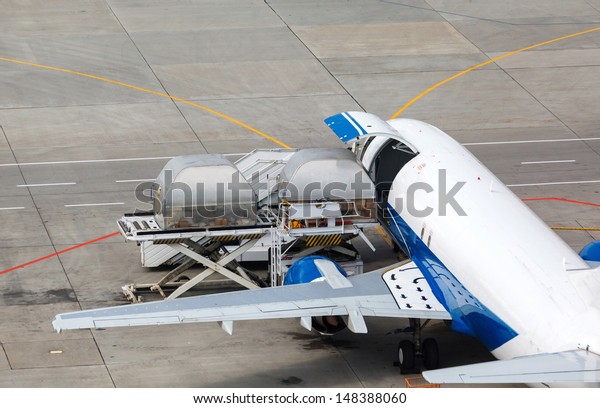 Loading Unloading Containers Cargo Aircraft Platform Stock Photo (Edit ...