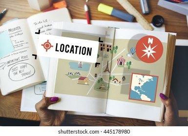 Location Navigation Map Direction Route Concept Stock Photo 445178980 ...