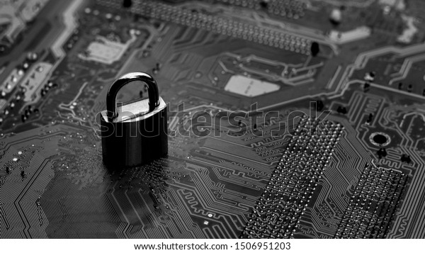 Lock On Computer Circuit Board Security Stock Photo (Edit Now) 1506951203