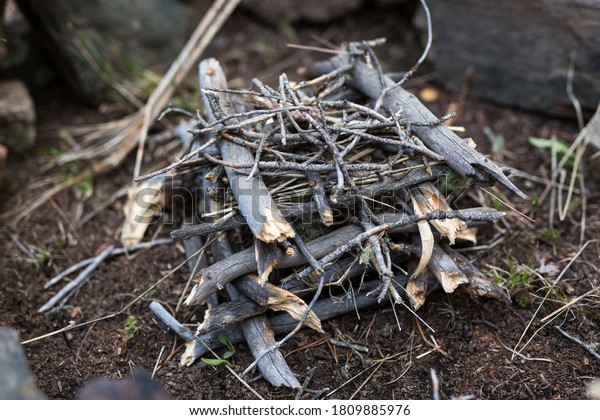 Log Cabin Build Making Fire Stock Photo 1809885976 | Shutterstock