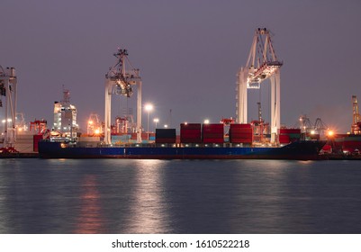 Logistics Container Loading By Large Barges Stock Photo 1610522218 ...