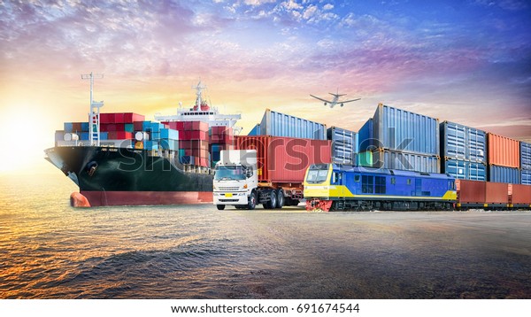 Arrière-plan de l'exportation d'importations logistiques et : photo de ...