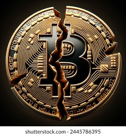 Logo Giant Bitcoin Snapped Half Gold AI-generated image 2445805981 ...