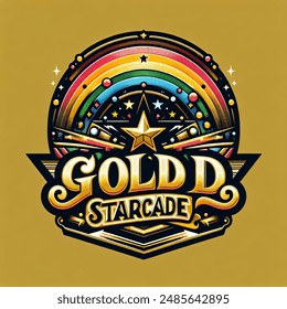 Gold Starcade Logo Retro Pinball Rainbow AI-generated image 2485640671 ...