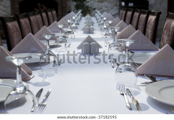 Long Dinner Table Stock Photo (Edit Now) 37182595