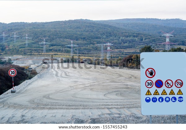 Look Construction Site While Building Highway Stock Photo 1557455243 ...