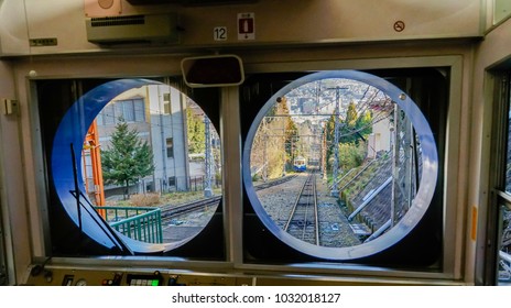 Look Out Window Traincircle Windowwindow Trainrailway Stock Photo ...