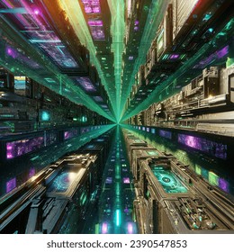 Looking Down Bottomless Pit Futuristic Space AI-generated image ...